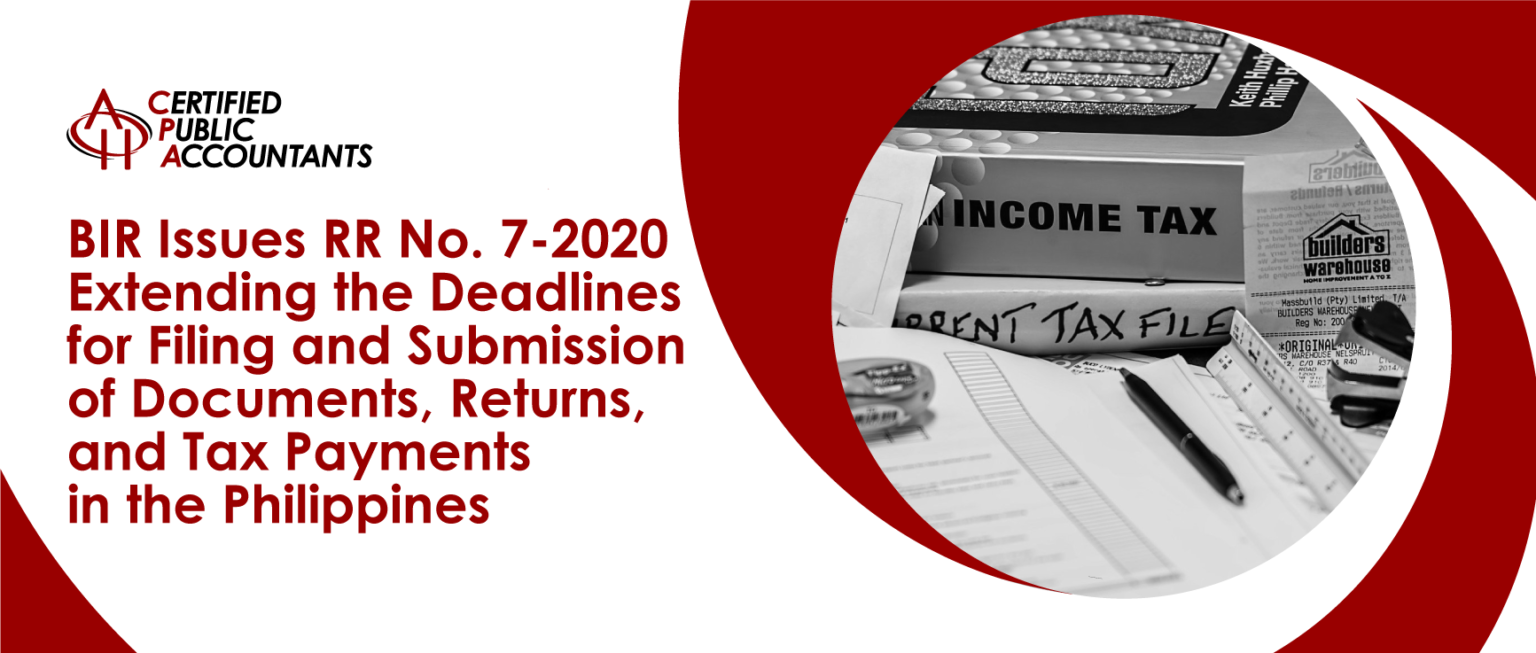 BIR Issues RR No. 7-2020 relative to extended tax deadlines