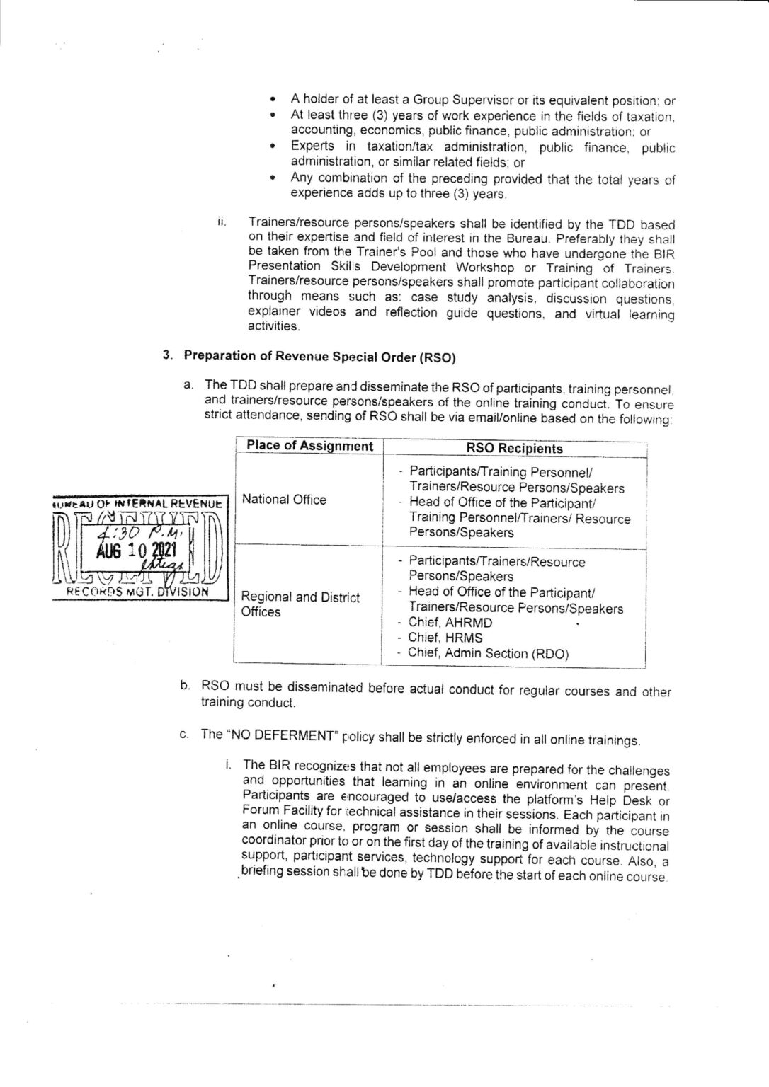Bureau of Internal Revenue (BIR) BIR RMO No. 23-2021