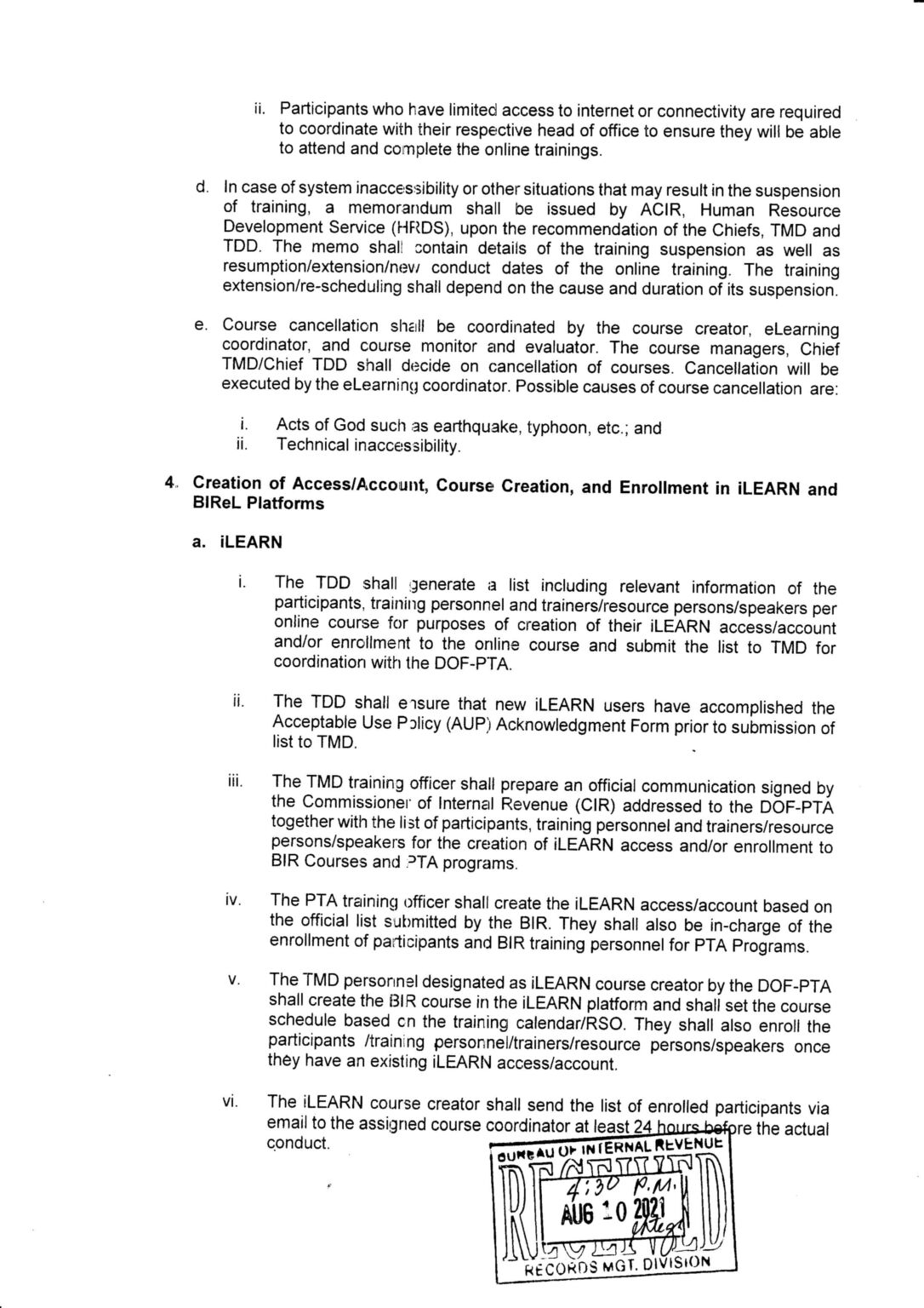 Bureau of Internal Revenue (BIR) BIR RMO No. 23-2021