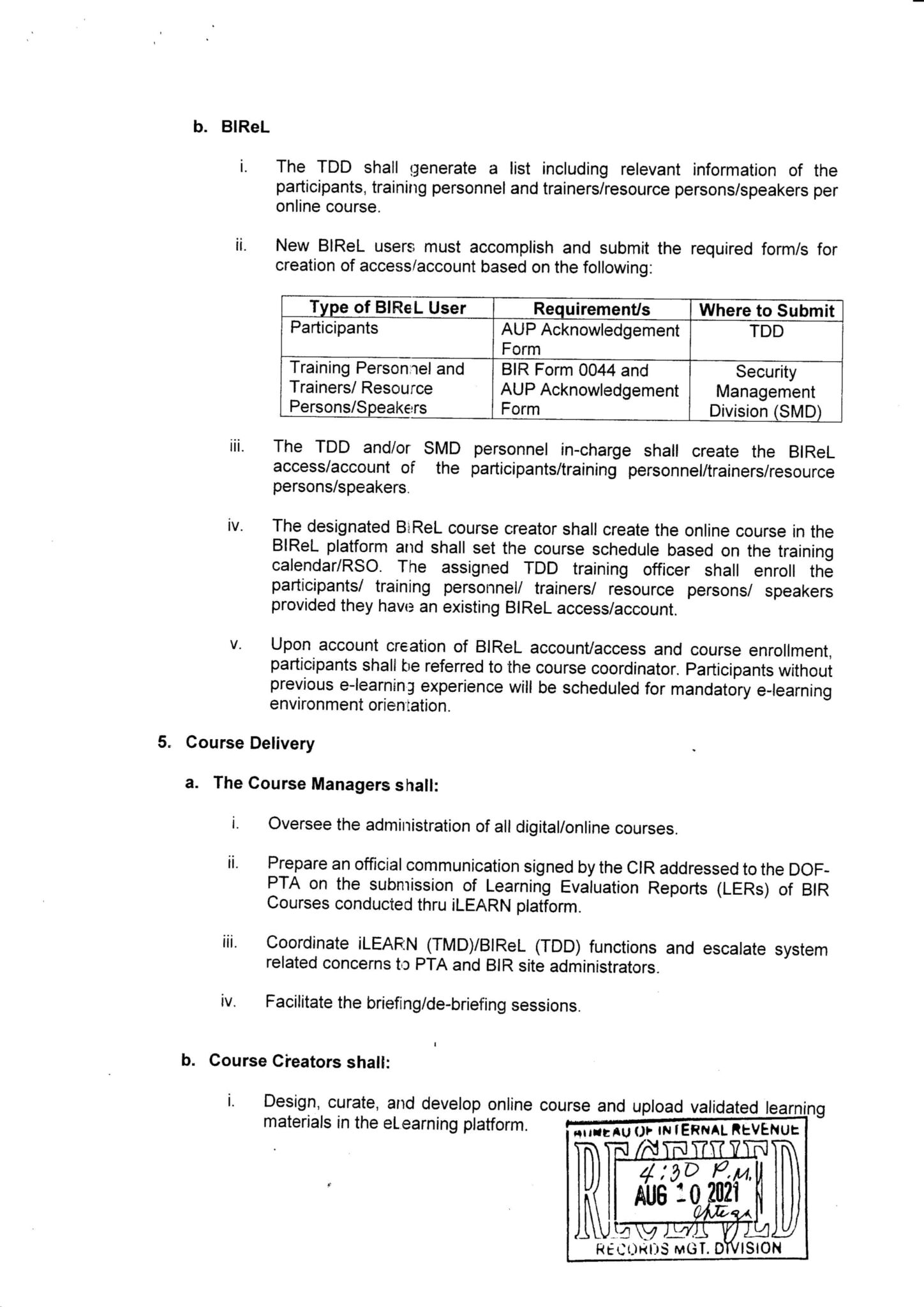 Bureau of Internal Revenue (BIR) BIR RMO No. 23-2021