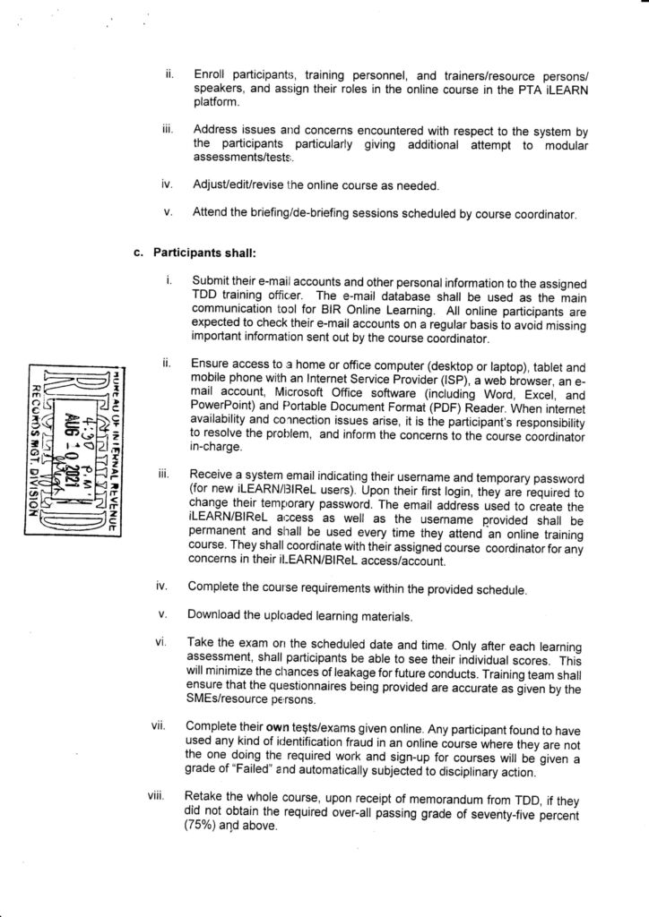 Bureau of Internal Revenue (BIR) BIR RMO No. 23-2021