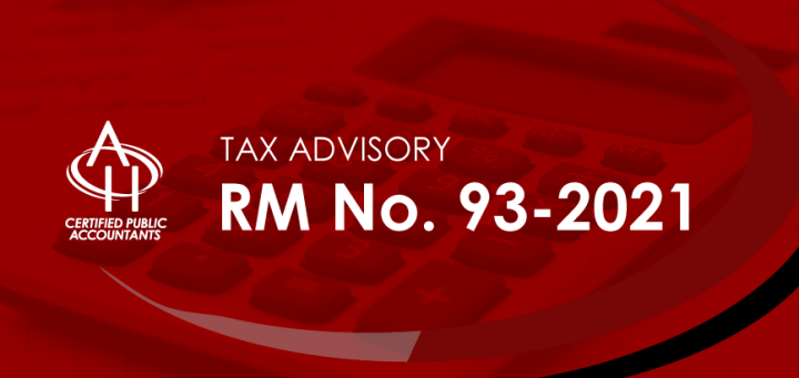 Bureau of Internal Revenue (BIR) BIR RMC No. 93-2021