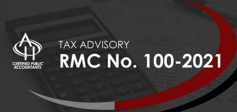 Bureau of Internal Revenue (BIR) RMC No. 100-2021