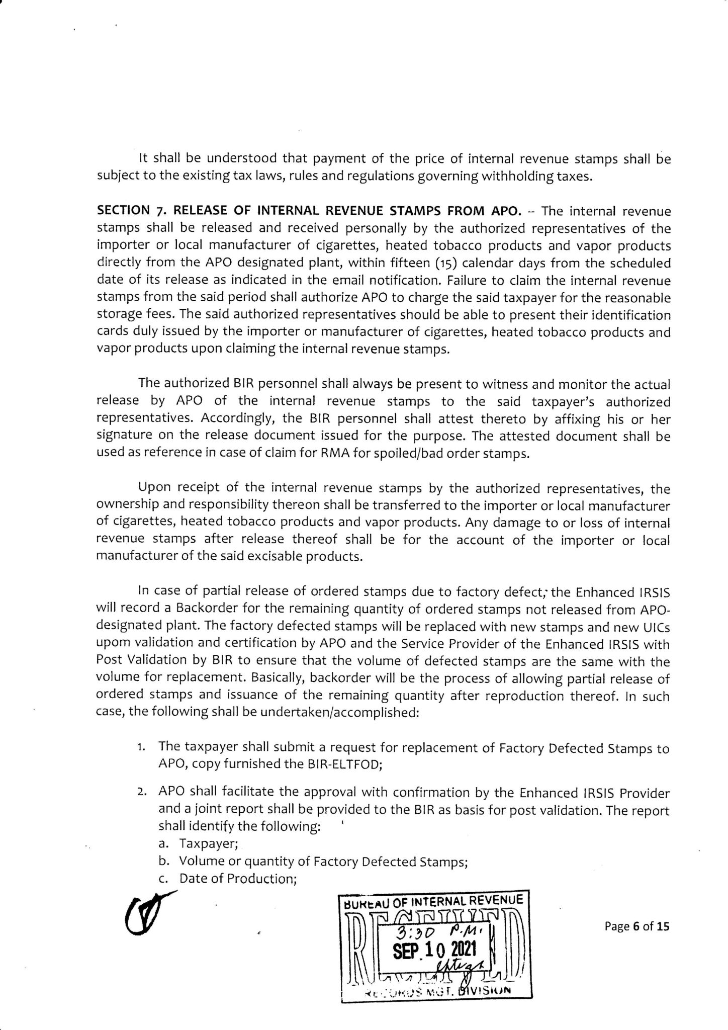 Bureau of Internal Revenue (BIR) RR No. 18-2021